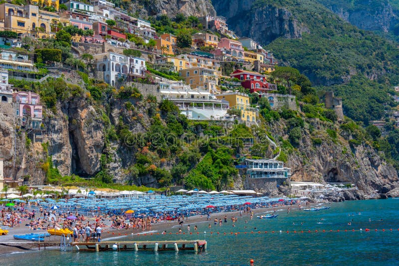 Positano, Italy, May 21, 2022: Sunny Day on the Positano Beach ...