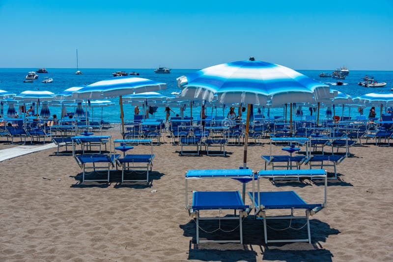 Positano, Italy, May 21, 2022: Sunny Day on the Positano Beach ...