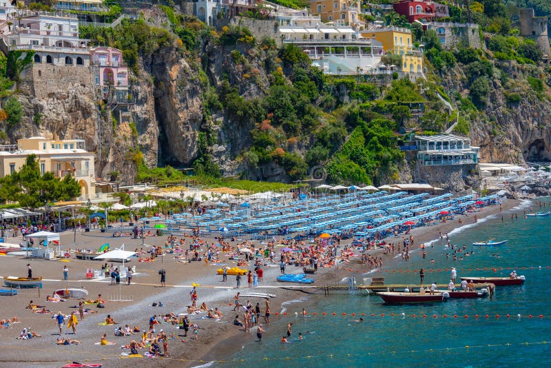 Positano, Italy, May 21, 2022: Sunny Day on the Positano Beach ...