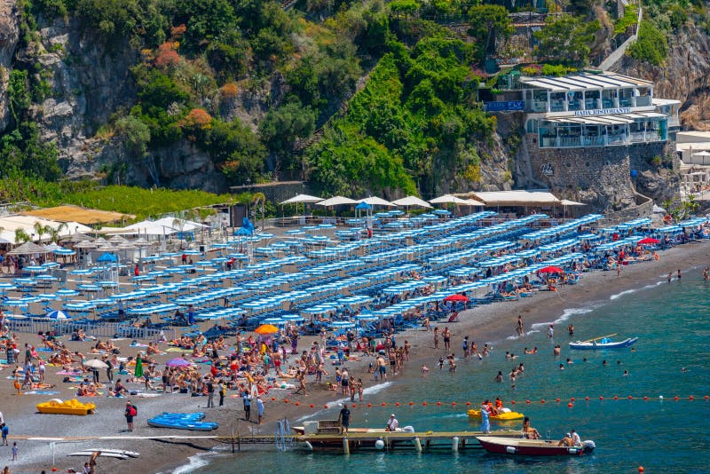 Positano, Italy, May 21, 2022: Sunny Day on the Positano Beach ...