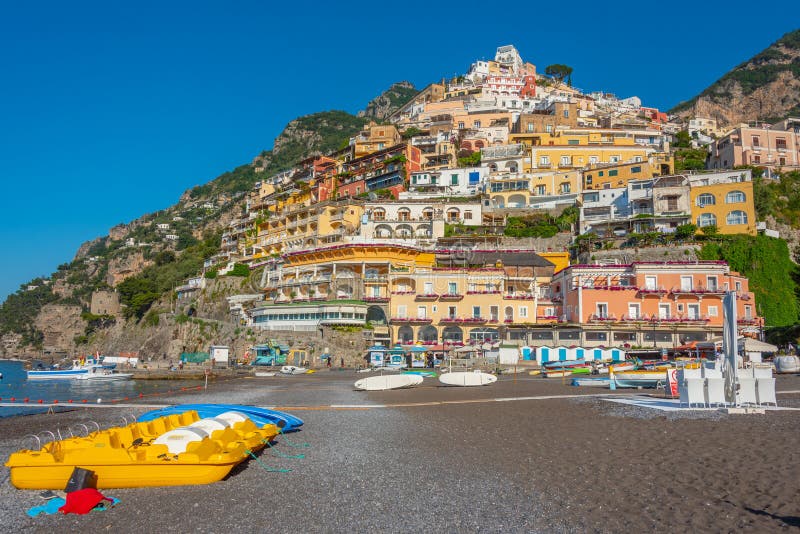 Positano, Italy, May 21, 2022: Sunny Day on the Positano Beach ...