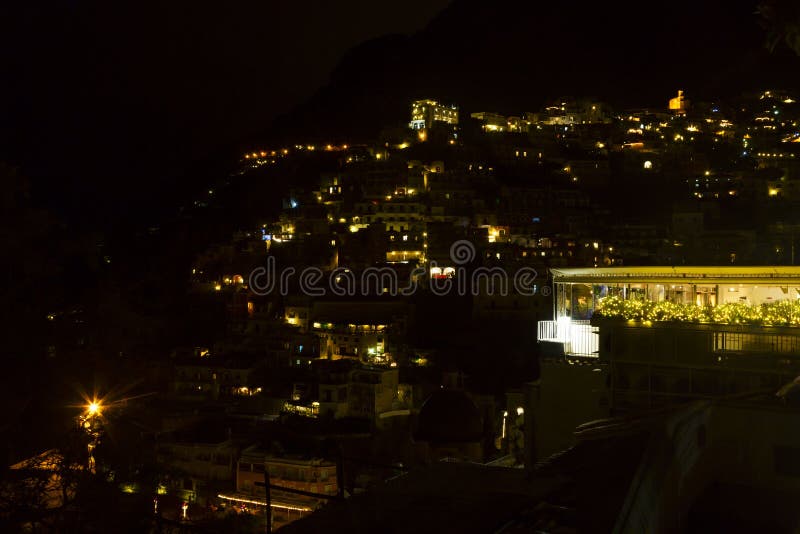 Positano Night View in South Italy Stock Photo - Image of rock, colored ...