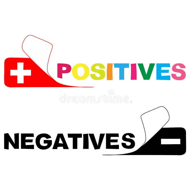 Positief Negatief vector illustratie. Illustration of afzet - 40732097