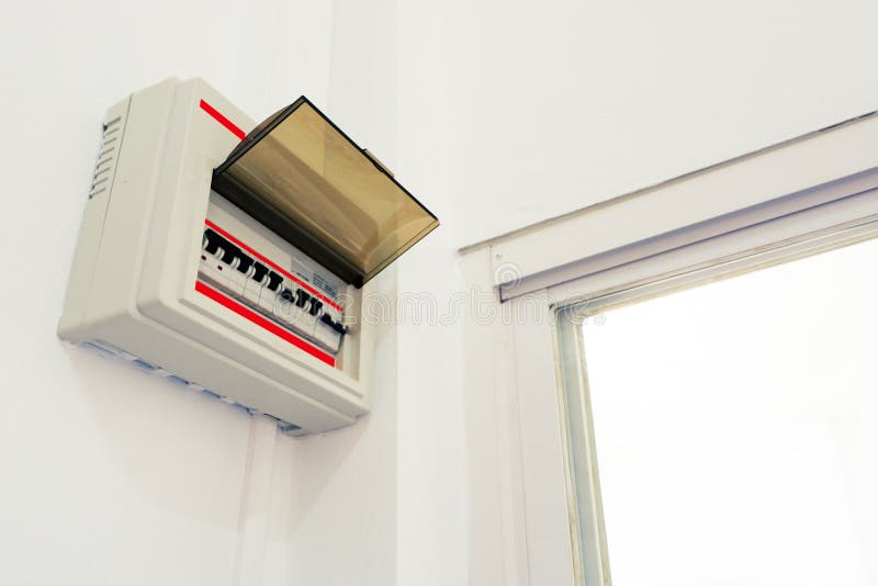 The Position of Electrical Consumer Box is Install on Cement Wall in ...