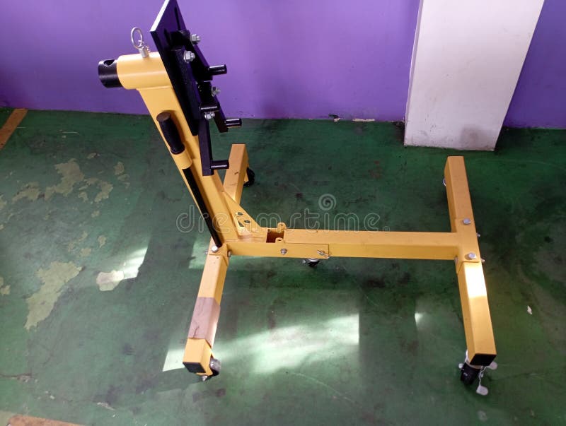 The Position of the Yellow Car Engine in the Workshop Stock Photo ...