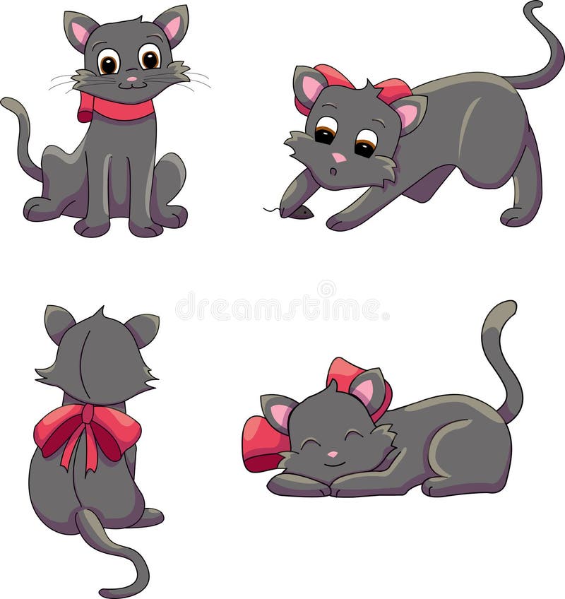 Chat Dans Diverses Positions Illustration Stock - Illustration du ...