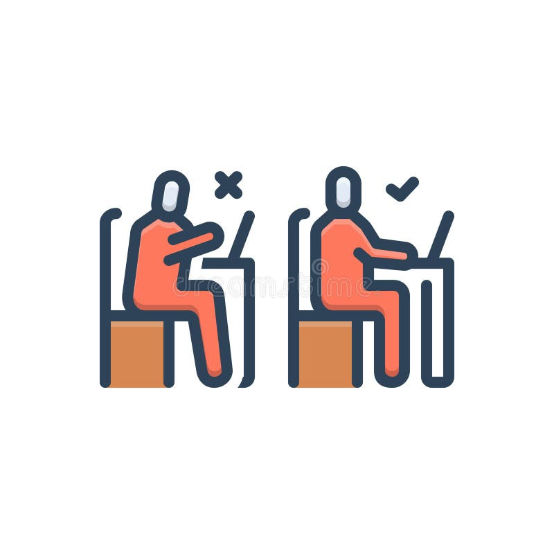 Color Illustration Icon for Positions, Ergonomic and Right Stock ...