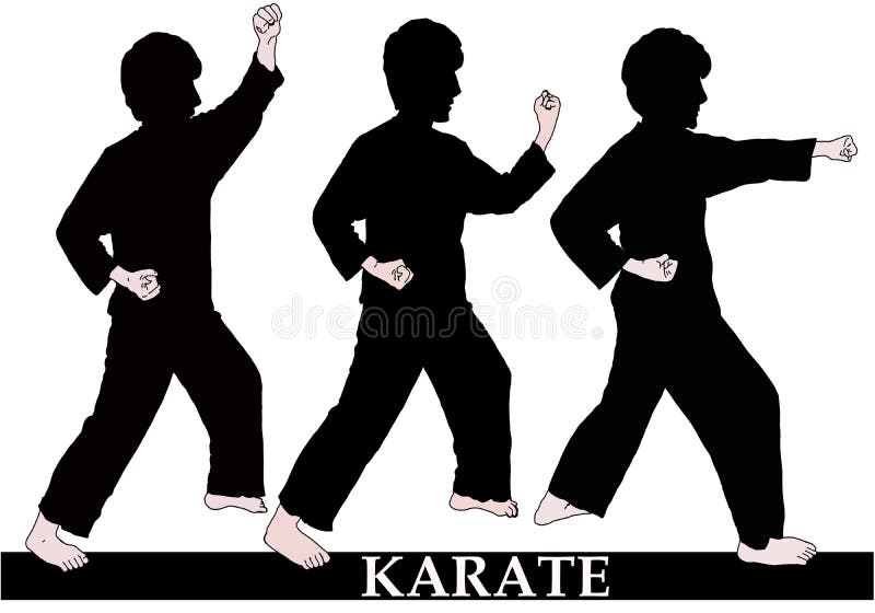 Positions and Techniques of Karate Stock Image - Image of silhouette ...