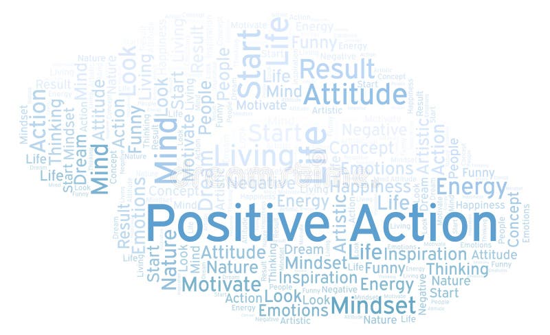 Positive Action Word Cloud, Made with Text only. Stock Illustration ...