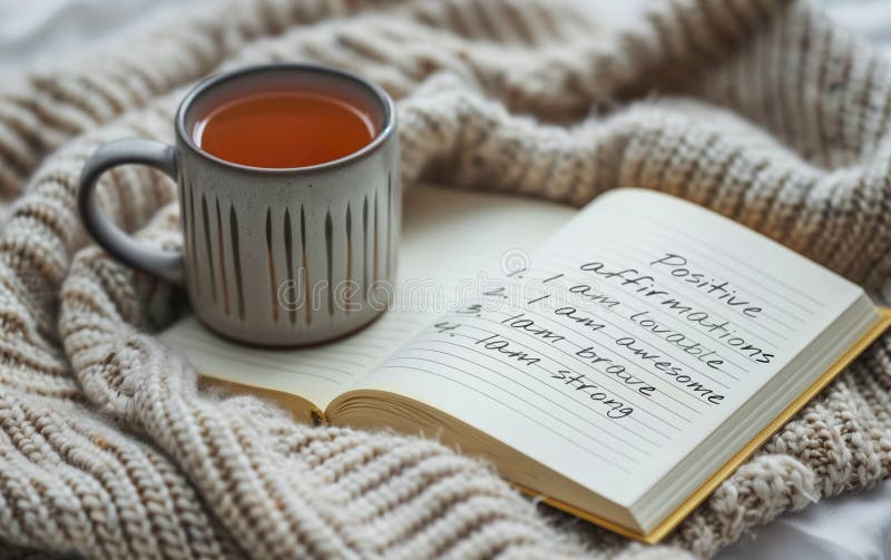 Daily Positive Affirmations Written on the Notebook Next To the Coffee ...