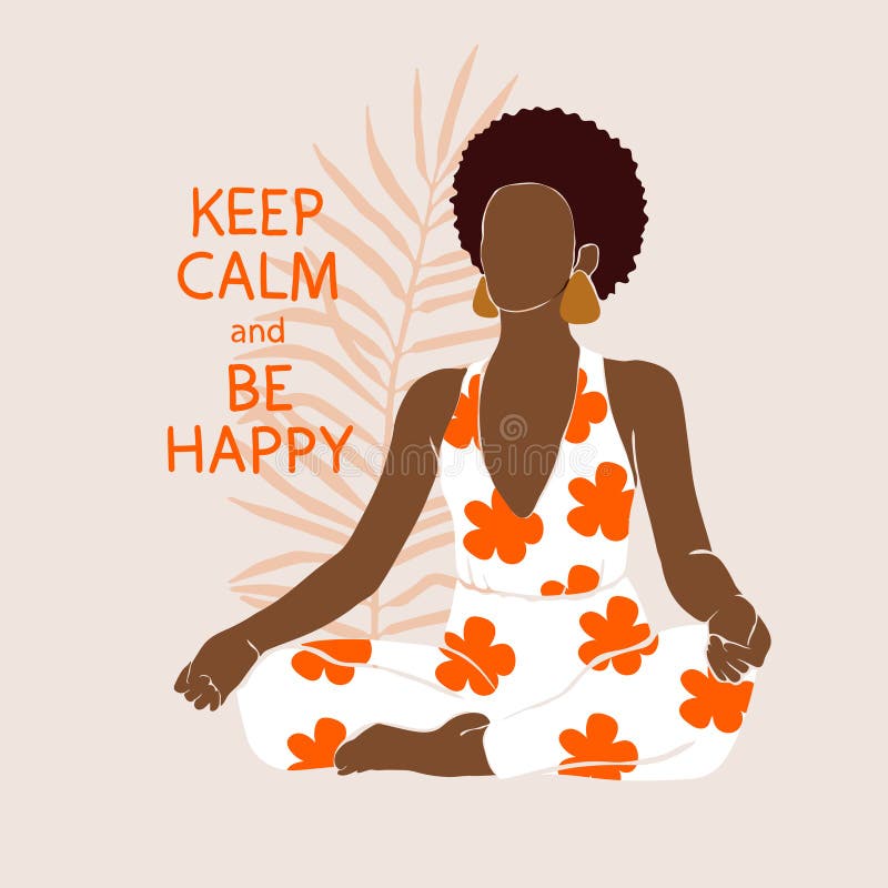 Positive African American Woman Doing Yoga In A Lotus Position Sits