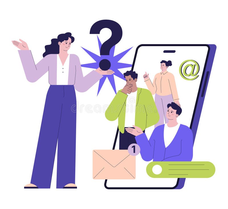 Positive Aspect of Social Networks. Character Asking a Question Stock ...