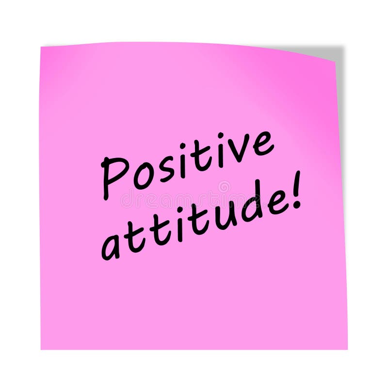 Positive Attitude 3d Illustration Post Note Reminder with Clipping Path ...