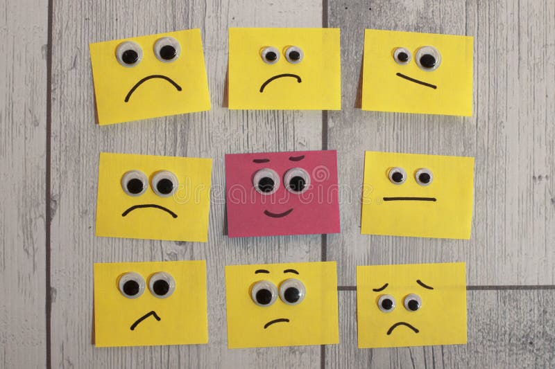 Positive Attitude with Office Notes with Multiple Faces and One that ...