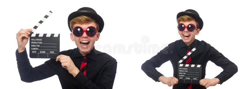 The Positive Boy with Clapper Board Isolated on White Stock Image ...