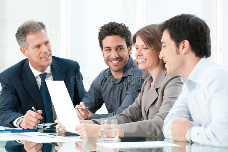 Mixed Group Around Table in Business Meeting Stock Image - Image of ...