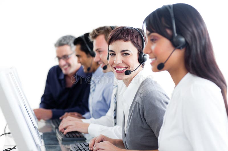 Positive Business People Using Headset Stock Image - Image of ...