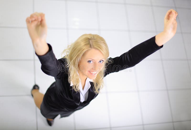 Positive Business Woman in Office Stock Photo - Image of girl, isolated ...