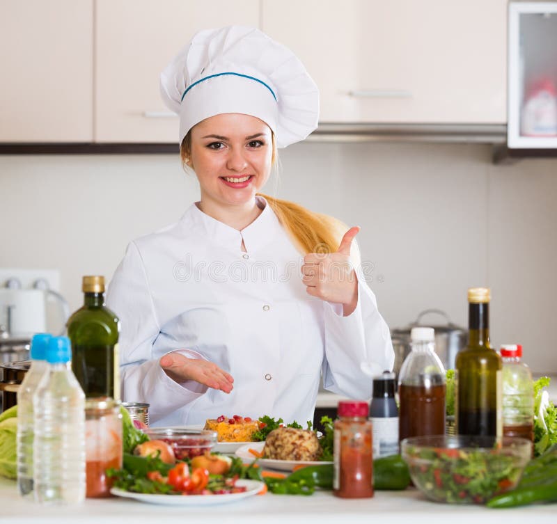 Positive Chef Posing with Vegetable Mix and Cheese Stock Image - Image ...