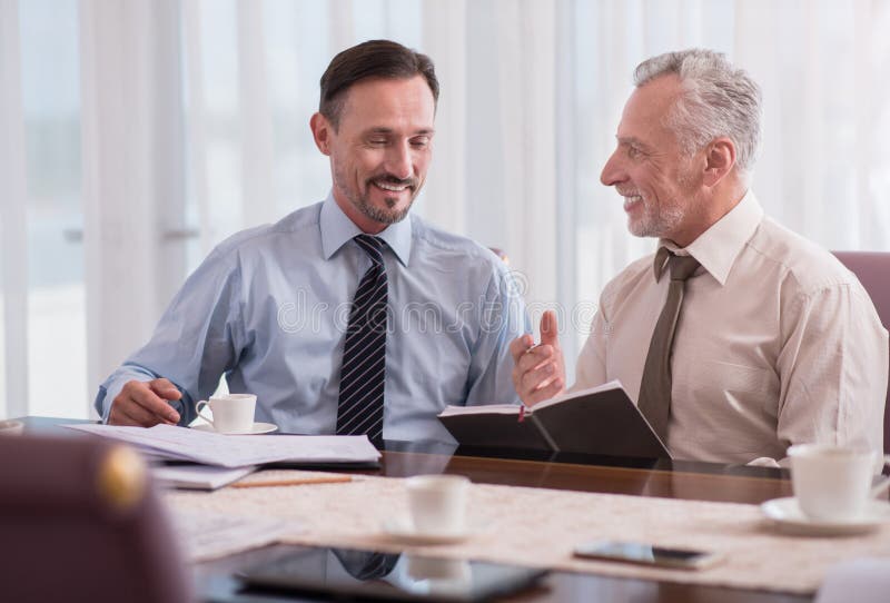 Positive Colleagues Having Nice Conversation Stock Photo - Image of ...