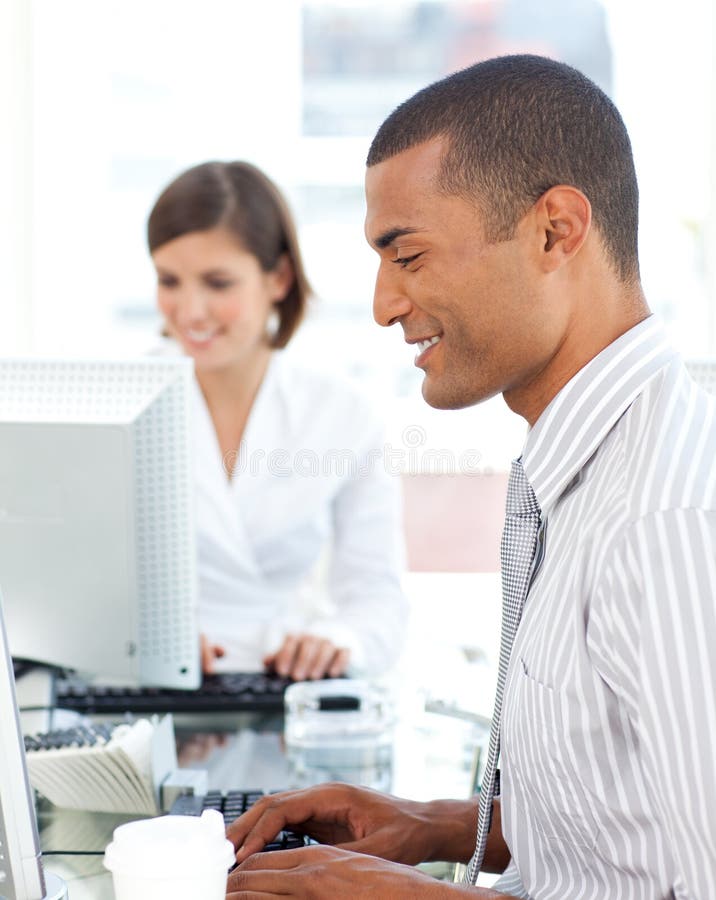 Men working at computer stock photo. Image of american - 4743560