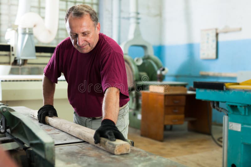 Positive Craftsman Working on a Thickness Machine Stock Image - Image ...