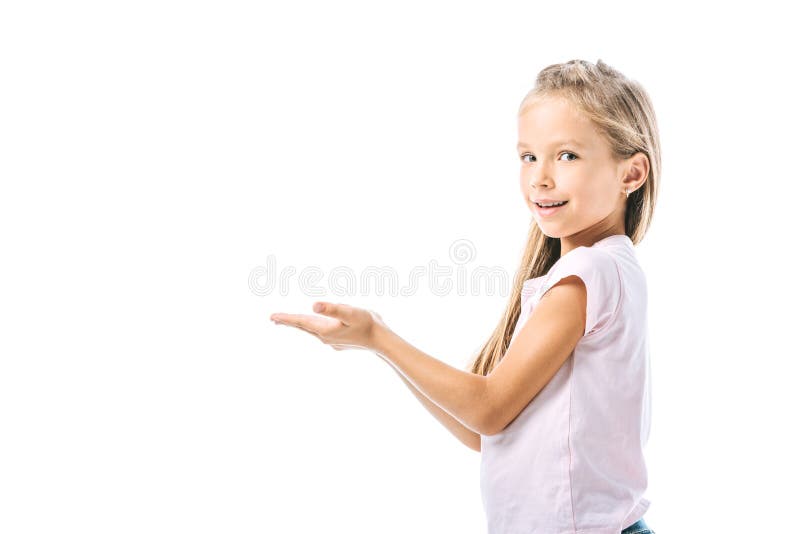 Positive and Kid Pointing with Hands Stock Photo - Image of preteen ...