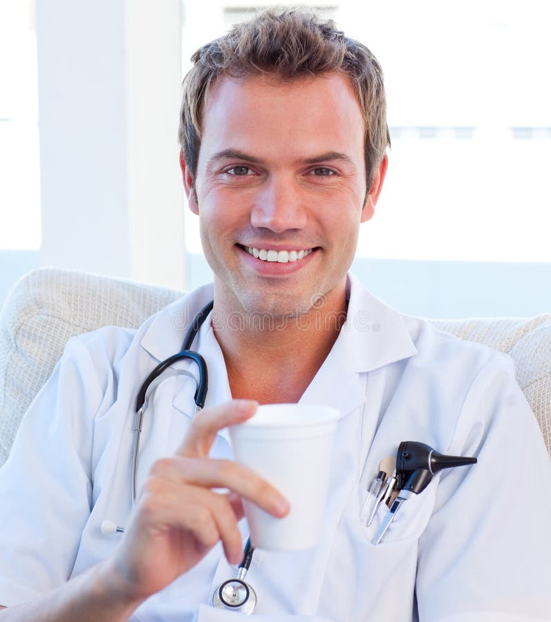 Charismatic Doctor Having a Break Stock Photo - Image of medicine ...