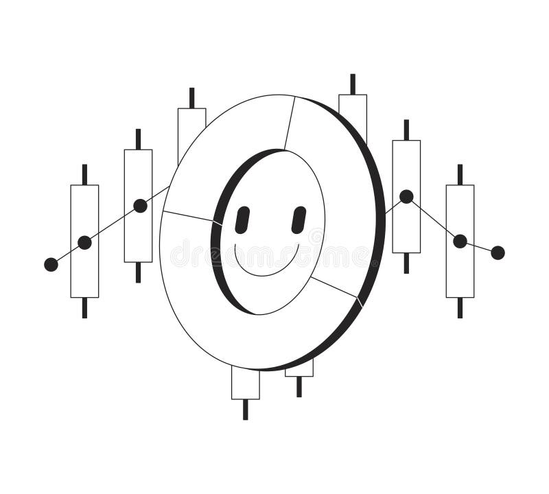 Positive Donut Piechart and Candlestick Chart Data Line Onboarding Ui Illustration Stock ...