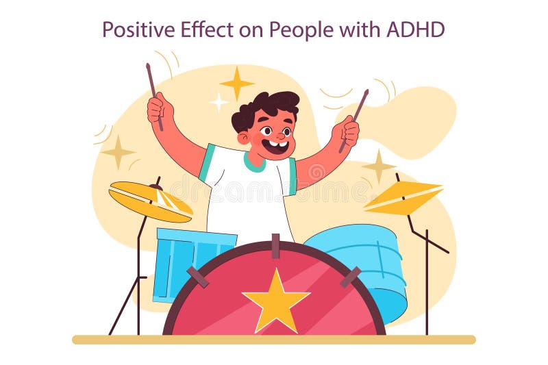 Positive Effect of Playing Drums on People with ADHD. Little Boy ...