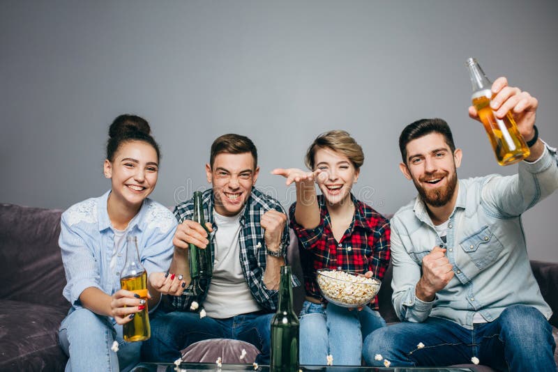 Positive Emotions in Front of the Screen of Television Stock Photo ...