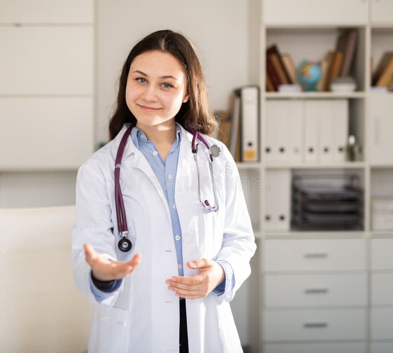 Positive Female Doctor Posing Stock Image - Image of happy, stethoscope ...