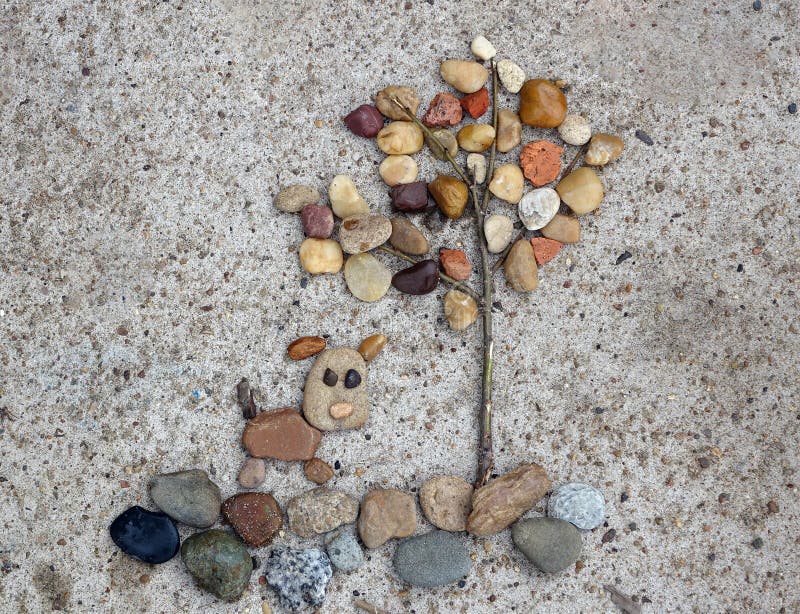 Positive Figures from Colored Pebbles on the Beach by the River Stock ...