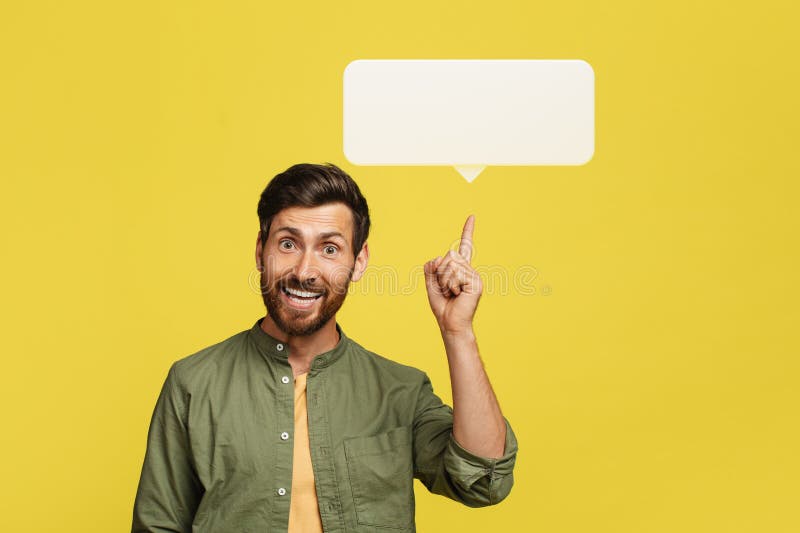 Positive Man Experiencing AHA Moment, Sharing Great Creative Idea Stock ...