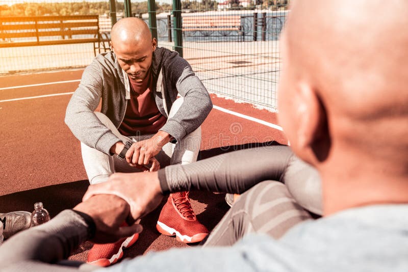 Positive Joyful People Having a Break from Training Stock Image - Image ...