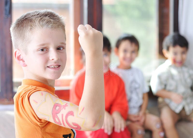 Positive kid with colors stock photo. Image of male, drawing - 11700228