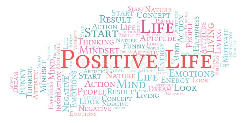 Positive Life Word Cloud, Made with Text only. Stock Illustration ...