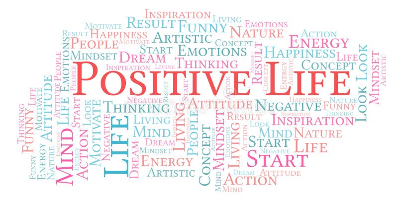Positive Life Word Cloud, Made with Text only. Stock Illustration ...