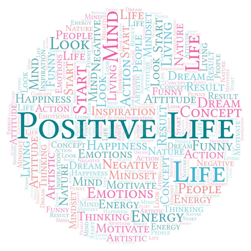 Positive Life Word Cloud, Made with Text only. Stock Illustration ...