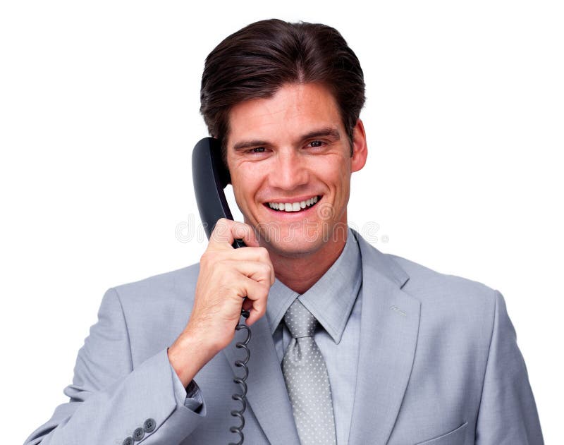 Positive Male Executive on Phone Stock Image - Image of businessman ...