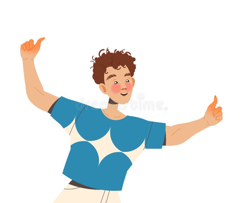 Positive Man Character with Smiling Face Showing Thumb Up Feeling ...