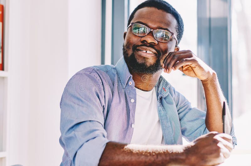 Positive Man Creating Ideas for Writing in Exercise Book Stock Image ...