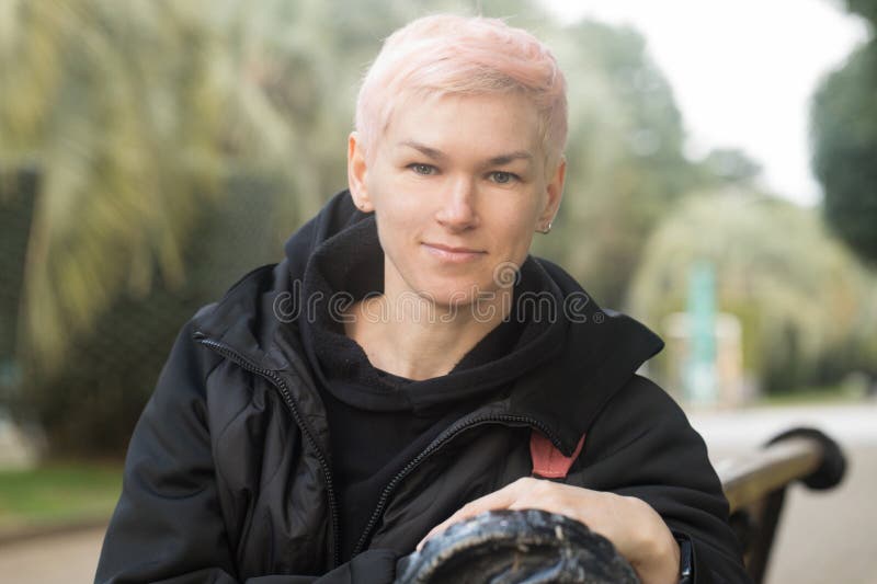 441 Positive Mature Woman Sitting Park Bench Stock Photos - Free ...