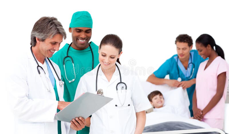Positive Medical Team Taking Care of a Little Boy Stock Image - Image ...