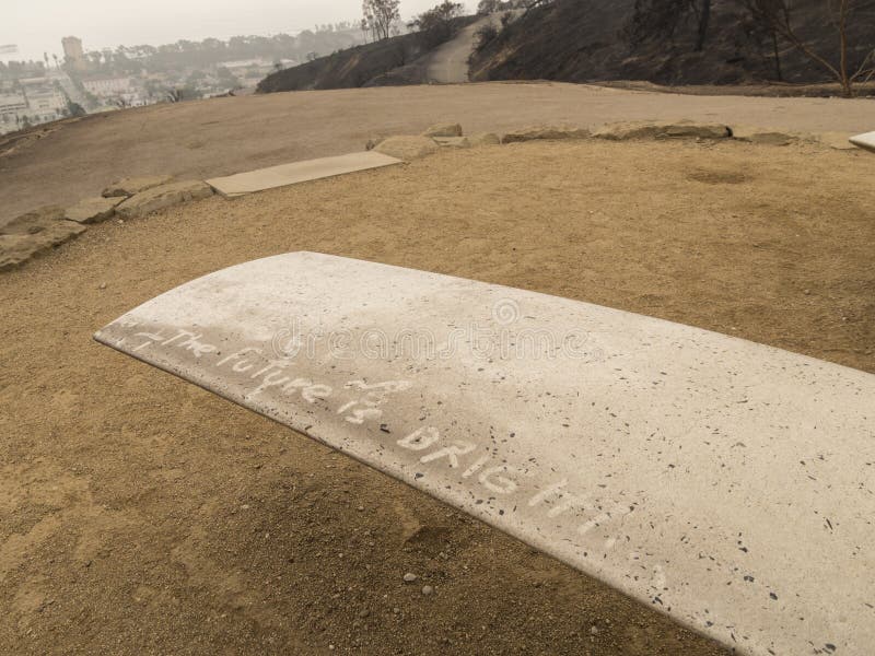 Positive Message on Park Bench after Recent Fire Stock Photo - Image of ...