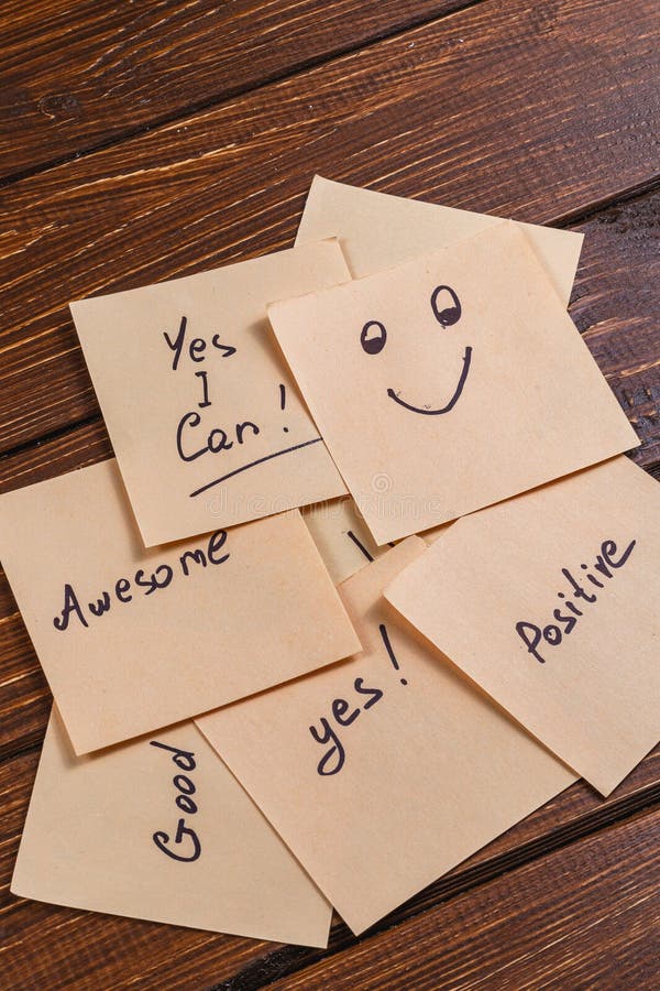 Positive Messages on a Desk Photo Stock Image - Image of self, direct ...