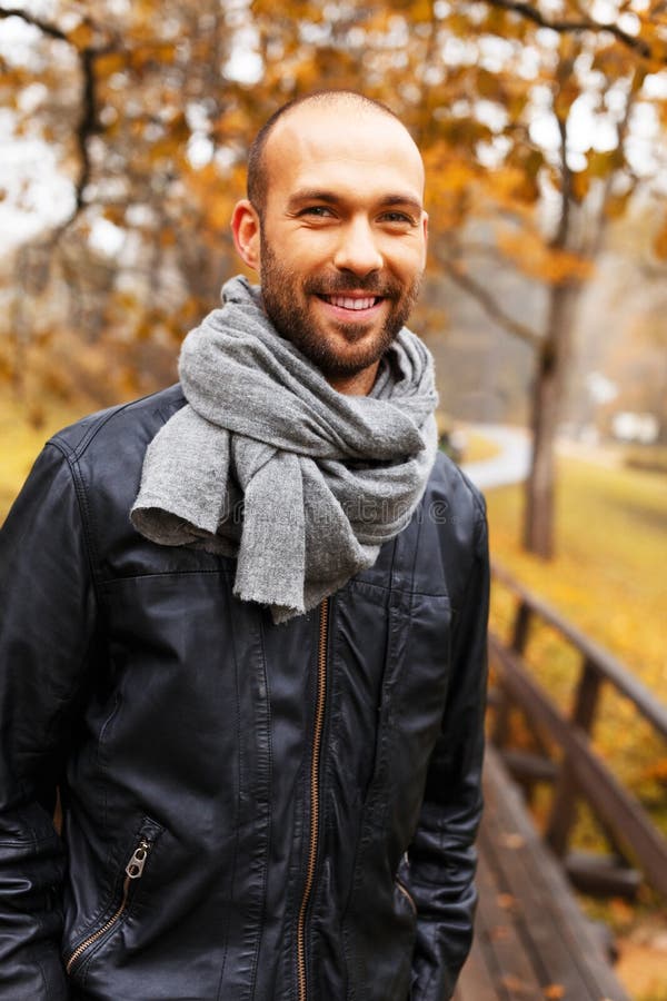 Positive Middle-aged Man on Autumn Day Stock Photo - Image of human ...