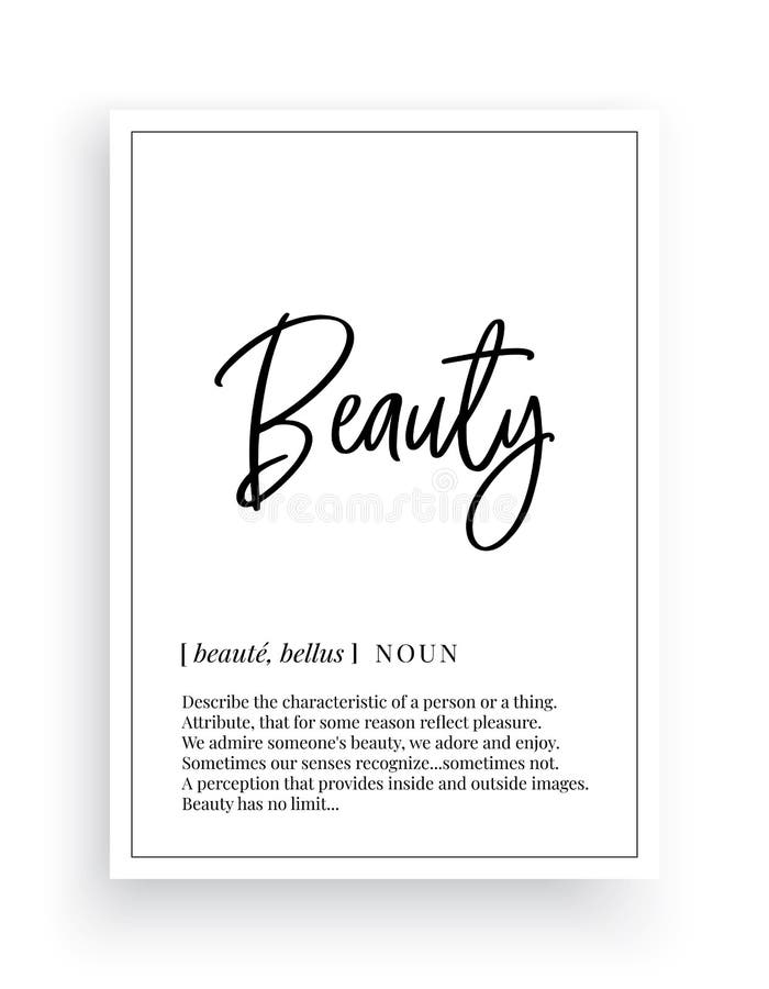 Beauty Definition, Vector. Minimalist Poster Design Stock Vector ...