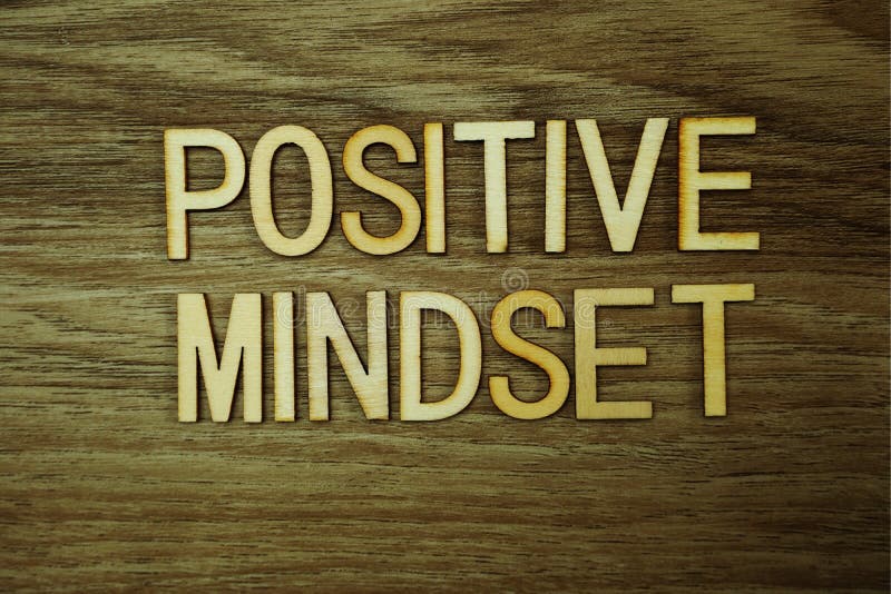 Positive Mindset Text Message On Wooden Background Stock Image - Image ...