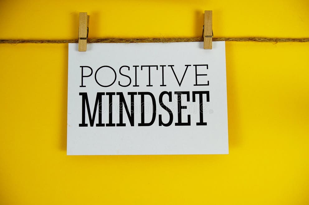 Positive Mindset Text on Paper Card on Yellow Background Stock Image ...